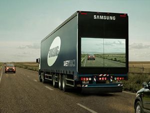 Samsung previews truck with a monitor setup at the rear - ZigWheels