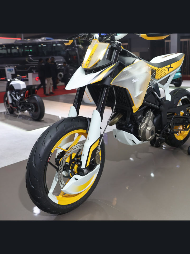 The TVS RTSx supermoto concept was showcased Auto Expo 2025